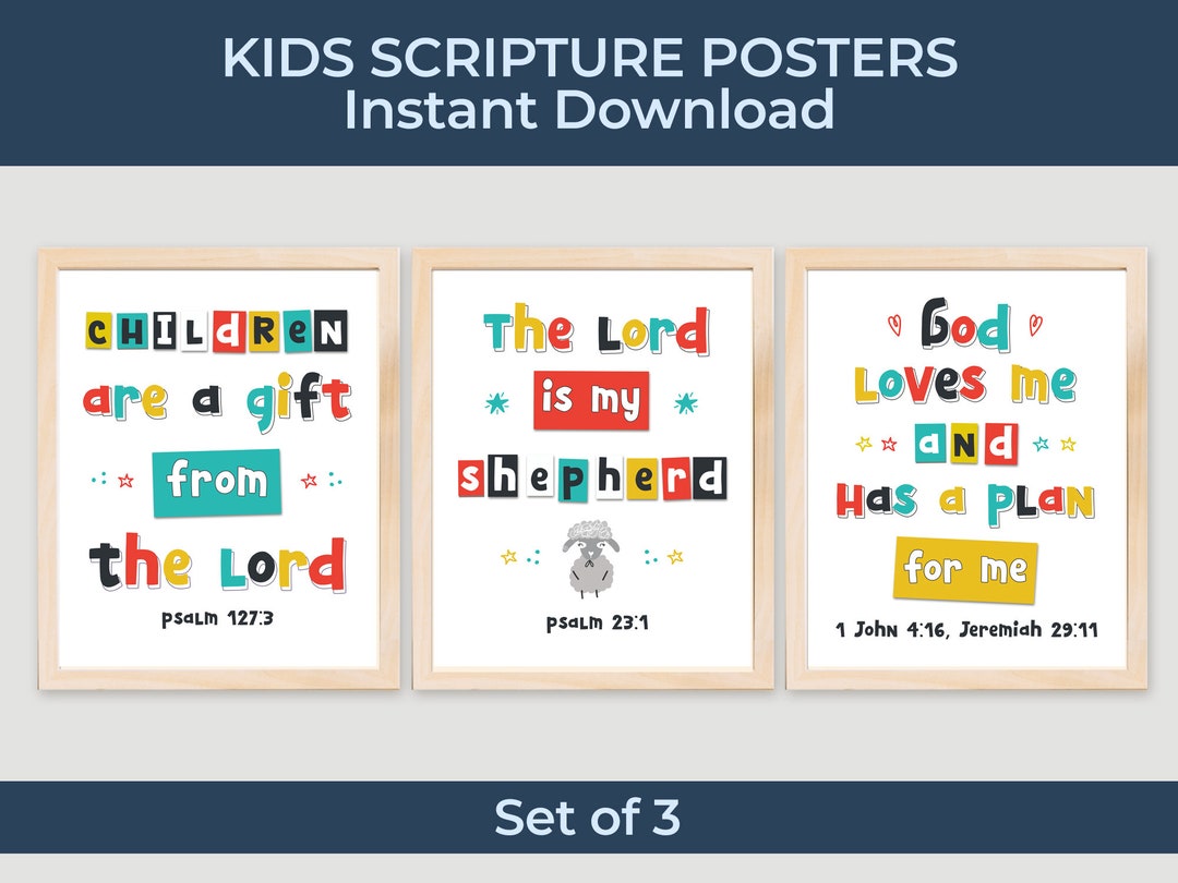 Kids Scripture Verses, Christian Posters for Children, Sunday School ...
