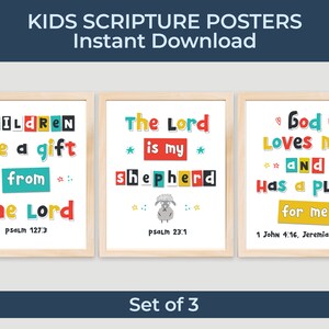 Kids Scripture Verses, Christian Posters for Children, Sunday School ...