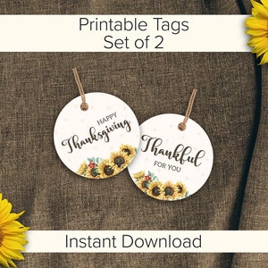 Fall Table Decor Set - Placemat - Thank You Cards - Tags - Sunflowers ...