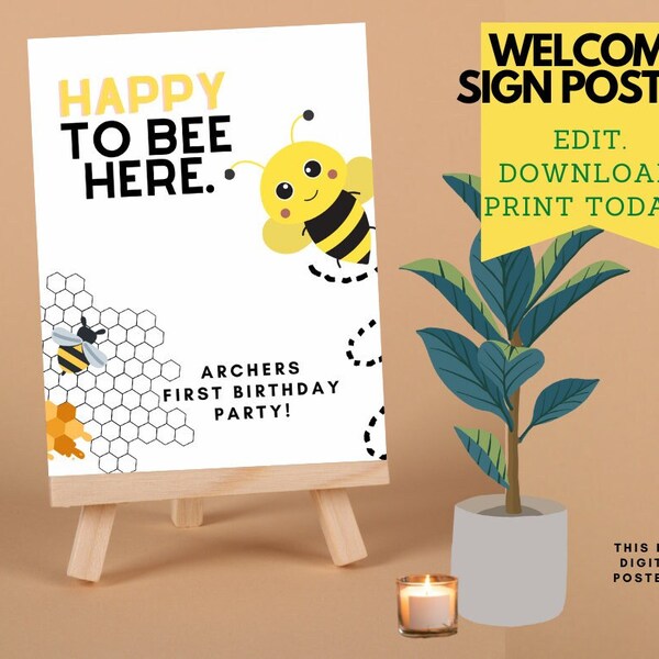 First Birthday Poster Bee - Etsy