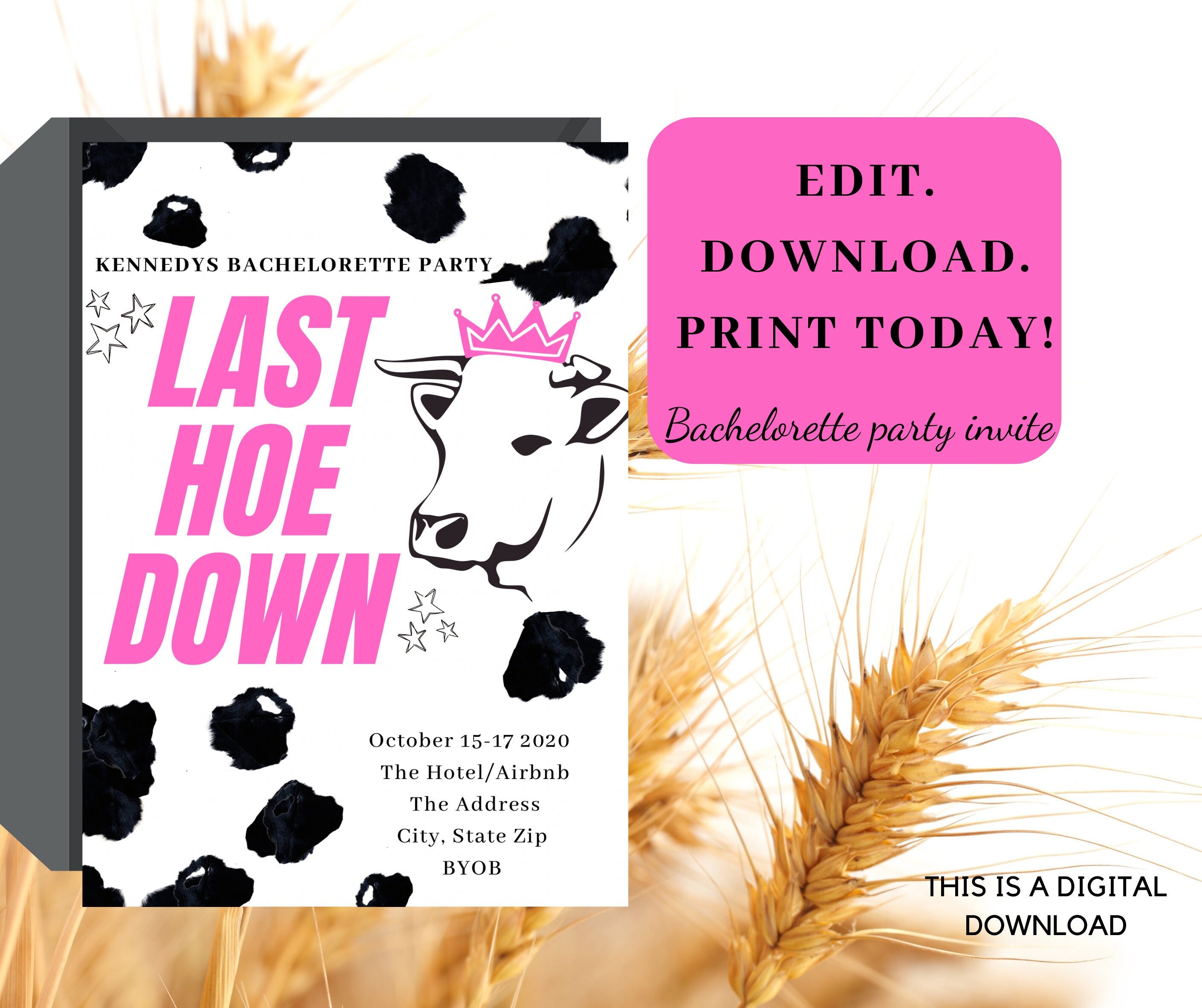 Last Hoe Down Bachelorette Party Invite EDITABLE Bachelorette - Etsy Last Hoe Down Bachelorette Party Invite EDITABLE Bachelorette - Etsy