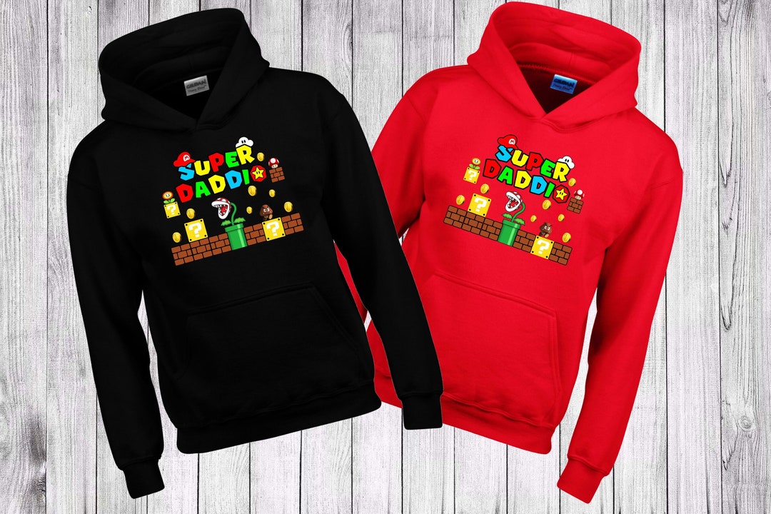Super Daddio Hoodie, Father's Day Hood, Super Mario Game Pullover ...