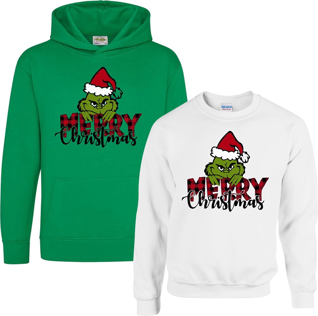 Grinch Hoodie Grinch Merry Christmas Logo Jumper Disney - Etsy