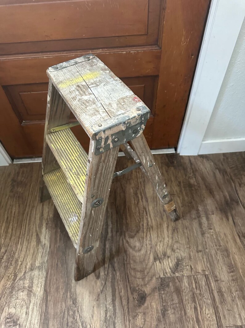 Vintage Wooden 24” Step Ladder, Stool, Rustic Country, Farmhouse ...