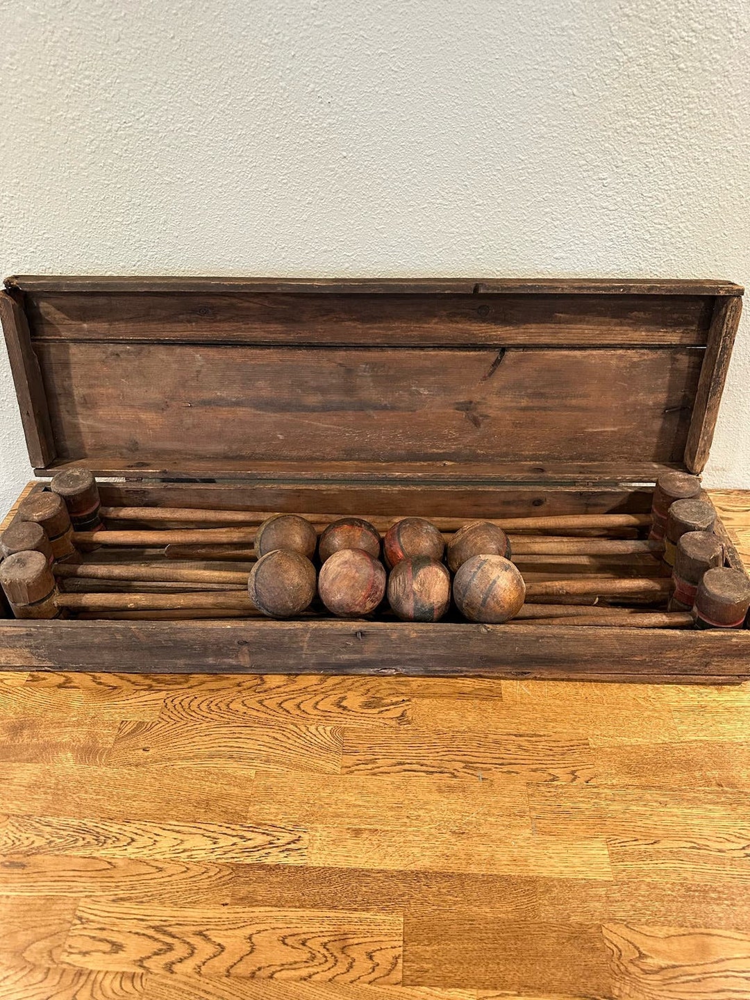 Antique Vintage Wooden Croquet Set in Original Box Yard Game Fun ...