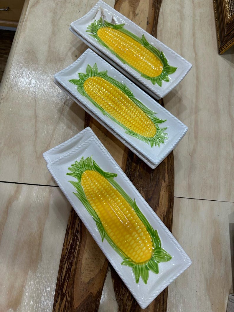Vintage Knobler Corn Ceramic Dish Set of 2 Made in Japan Corn on Thr ...