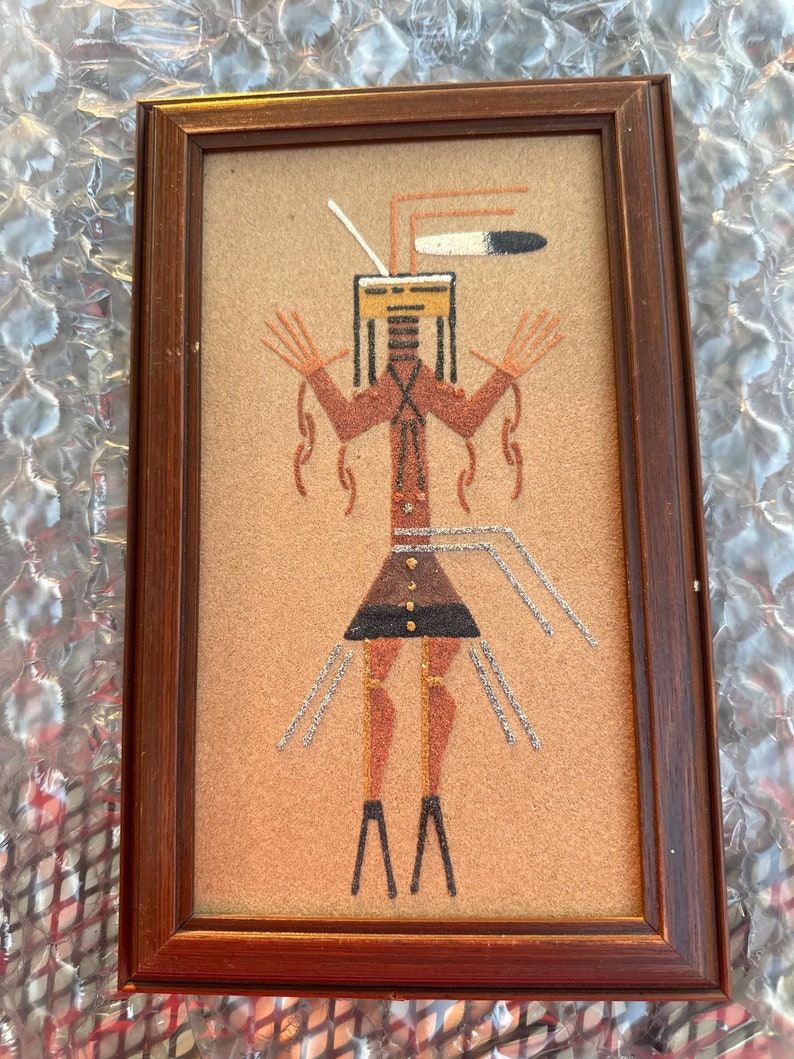Authentic Native American Navajo Indian Framed Sand Art. American Folk ...