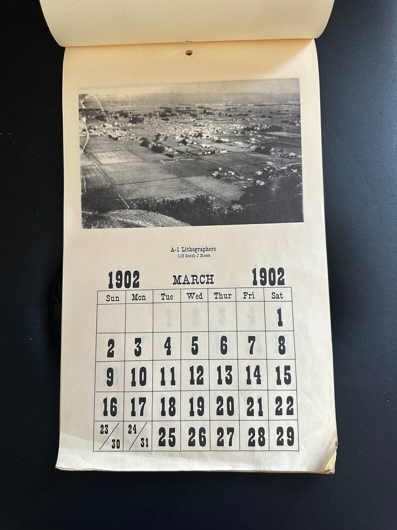 Vintage 1902 Calendar With Photos of Vintage Cars Buildings and People ...