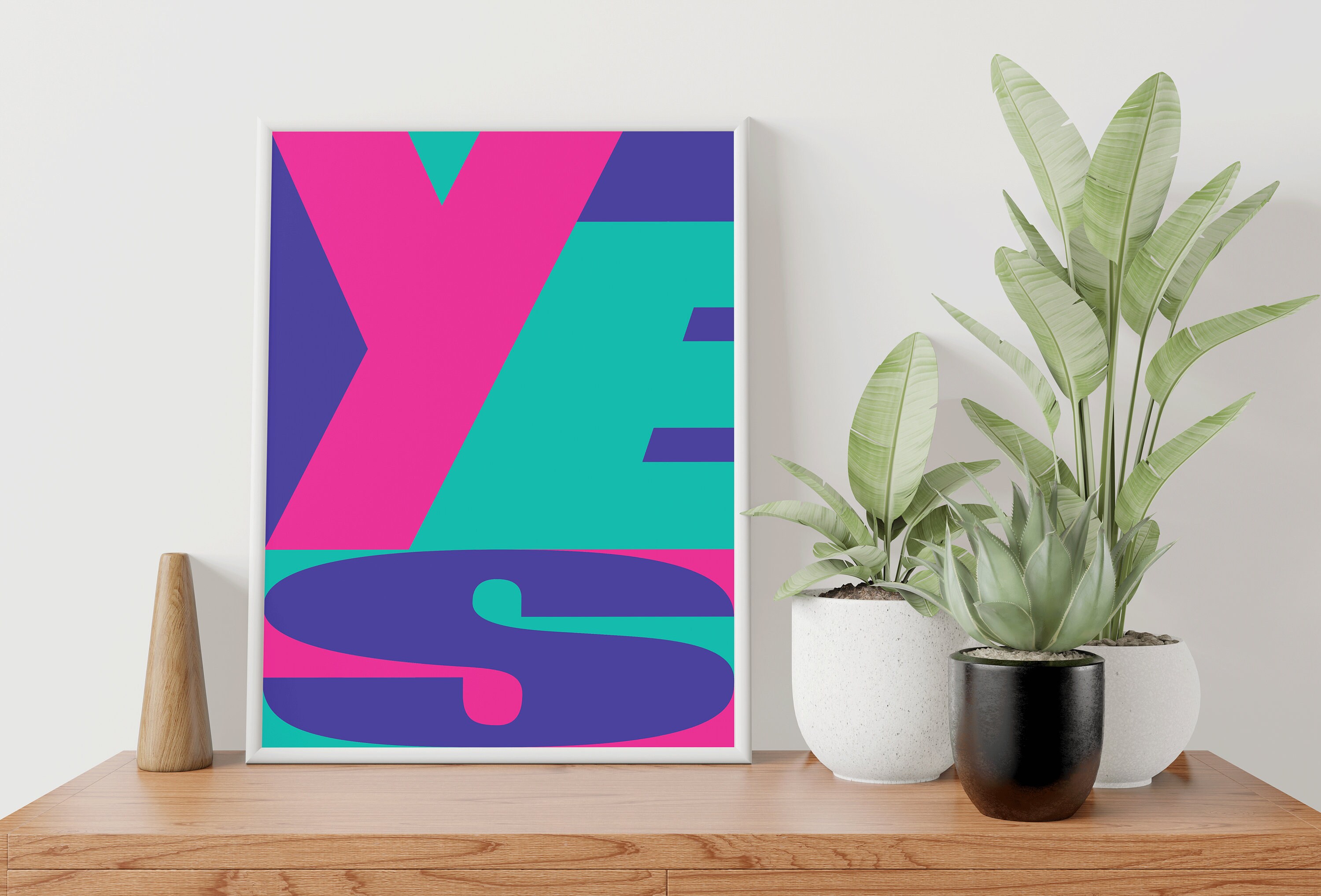 YES Printable Digital Download Art Print, Typography Art, Colourful ...