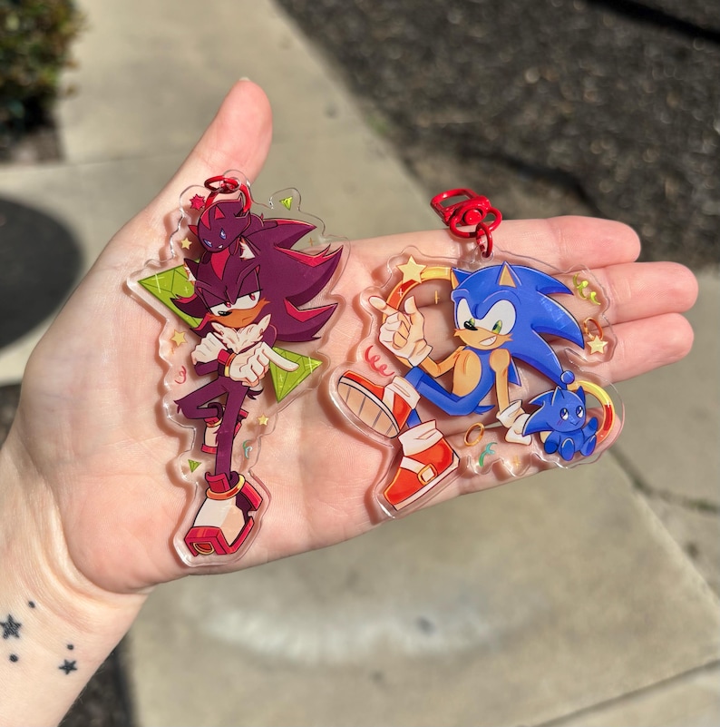 Sonic and Shadow + Chao Keychains
