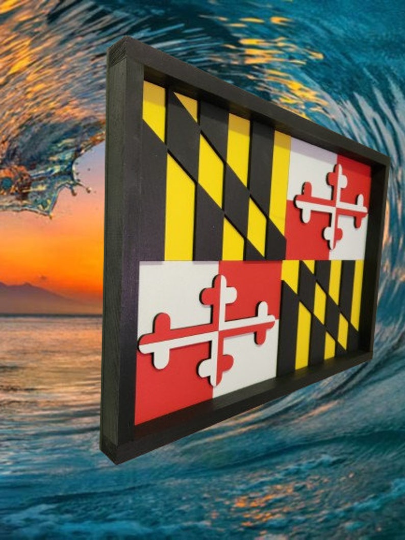 Maryland 3D Laser Engraved Flag - Etsy