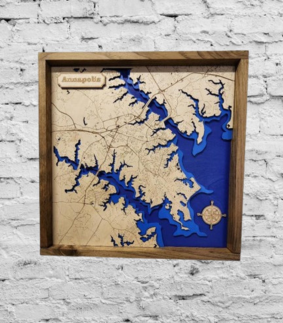 Annapolis Maryland, Custom 3D Lasered Engraved Map! - Etsy