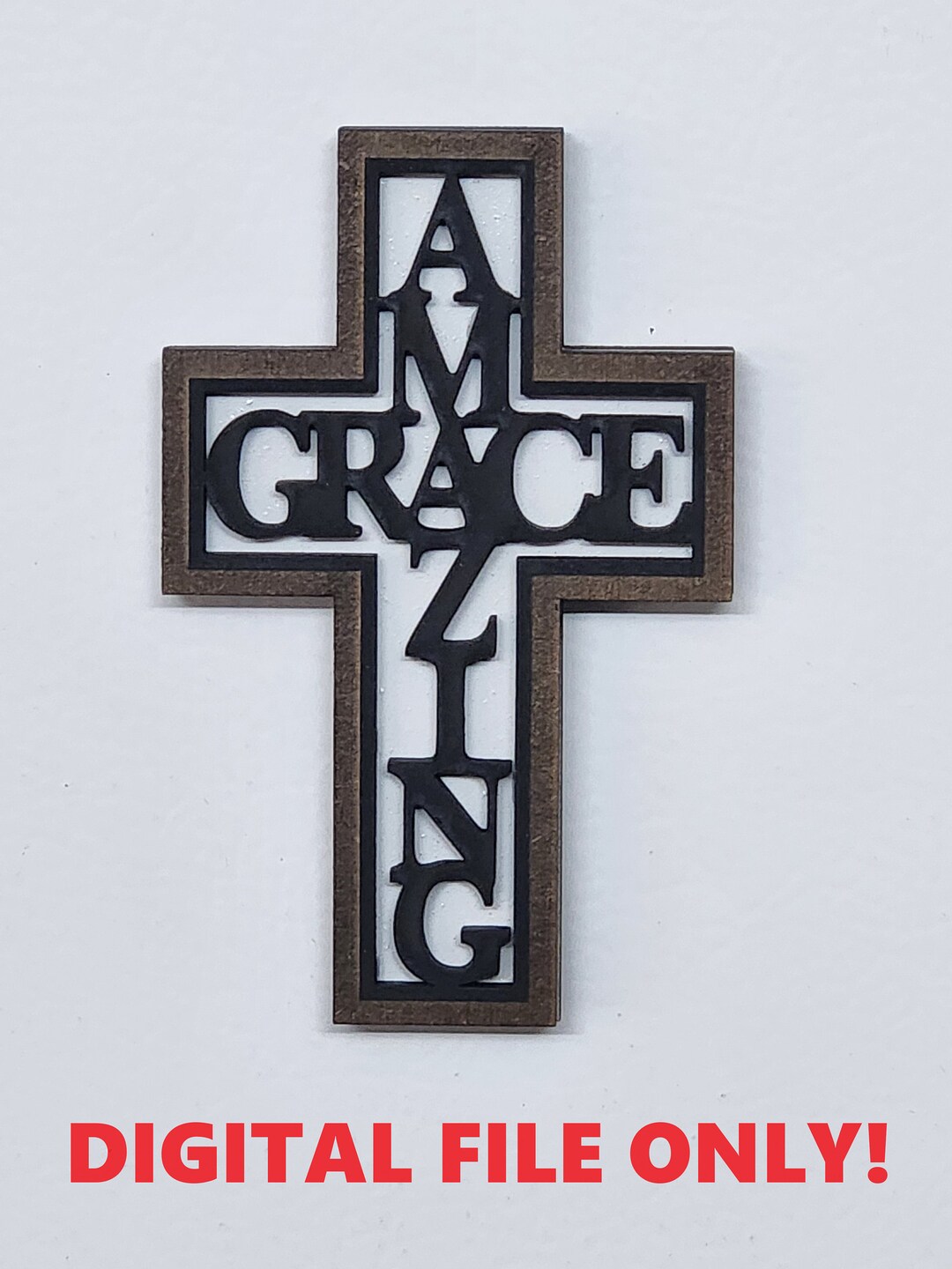 Amazing Grace 3D Cross Digital File - Etsy