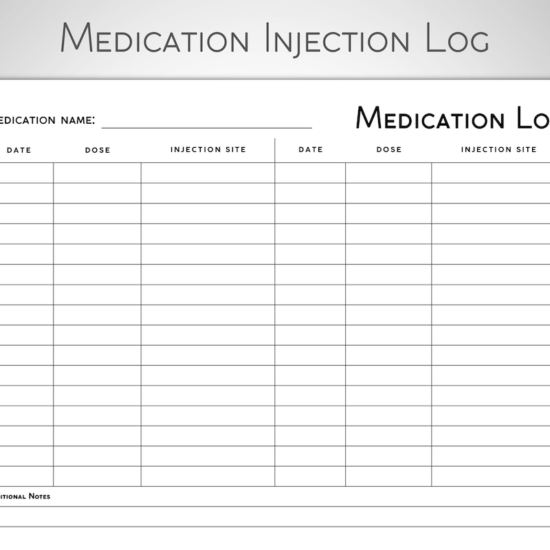 Injection Log Sheet - Etsy