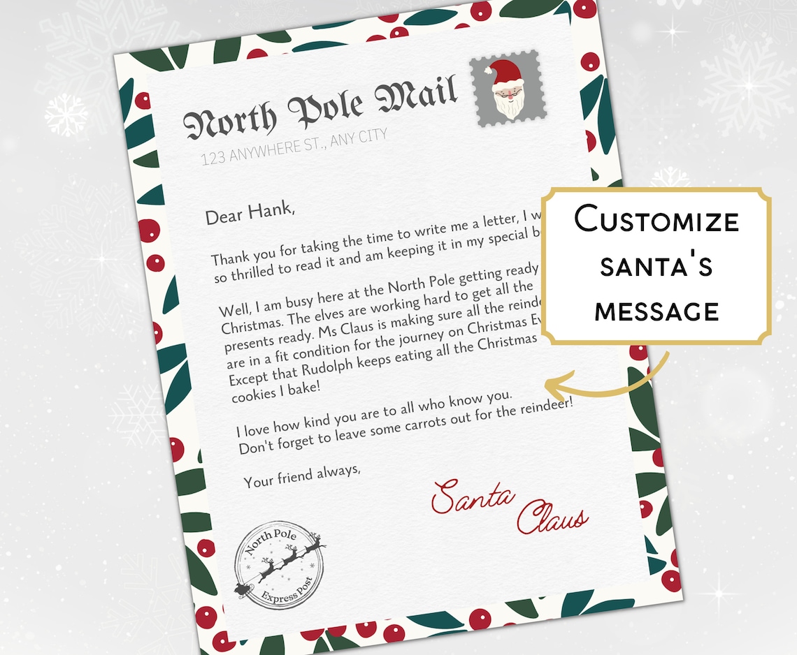 Editable Letter From Santa, Santa Letter, North Pole Letter, From the ...