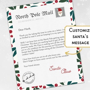 Editable Letter From Santa, Santa Letter, North Pole Letter, From the ...