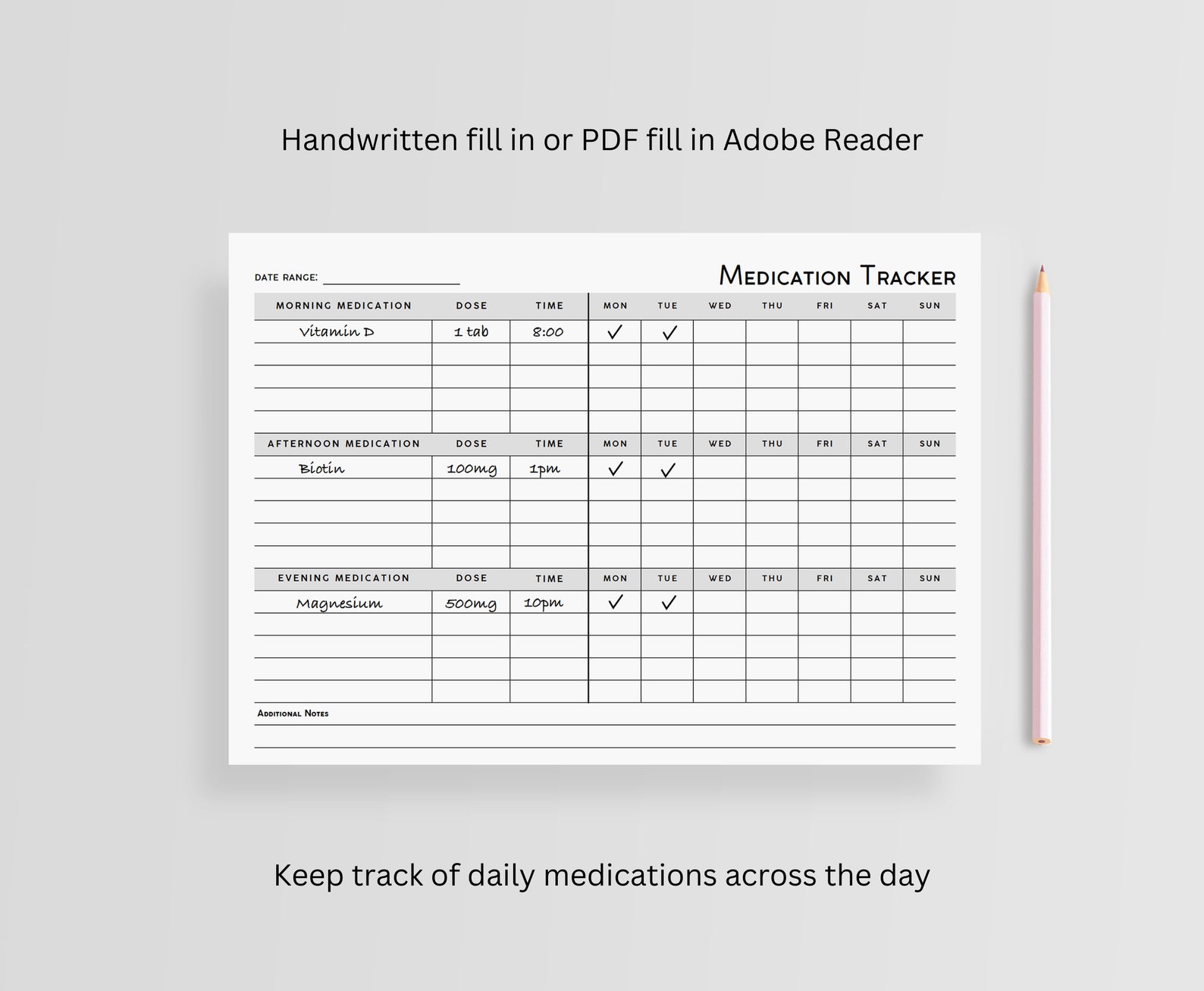 Medication Tracker, Printable Medicine Log for Nurses & Carers ...