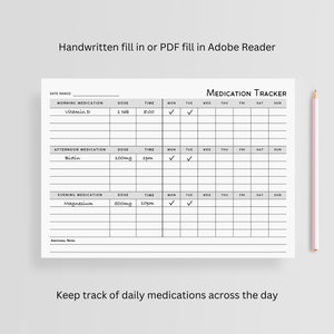 Medication Tracker, Printable Medicine Log for Nurses & Carers ...