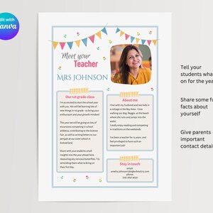 Meet the Teacher Editable Canva Template, Back to School, Teacher ...
