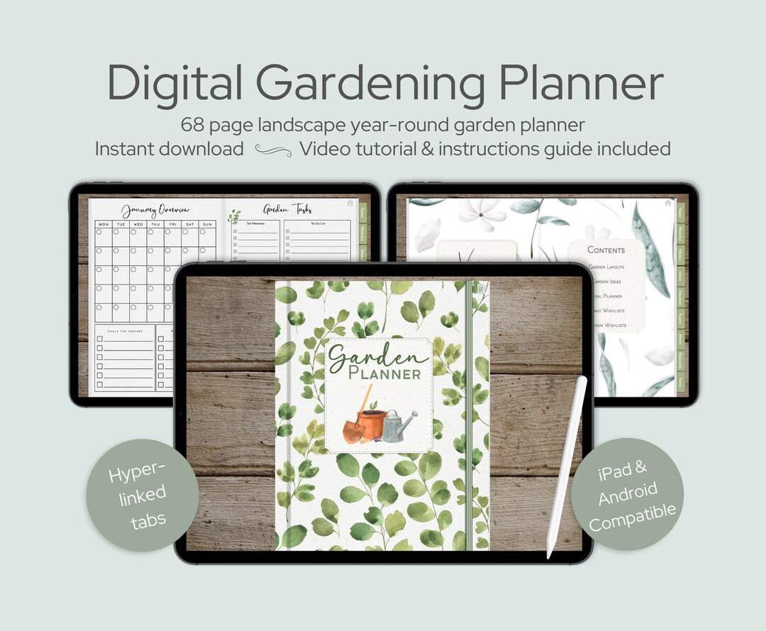 Digital Garden Planner, Garden Journal Notebook, Garden Log Book ...