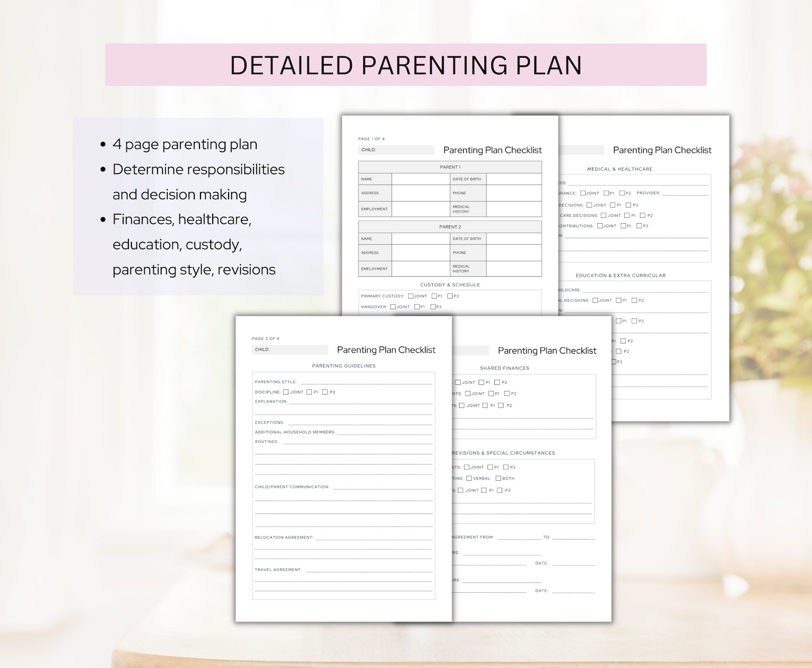 Custody Planner, Child Custody Binder, Single Parent Organizer, Court ...