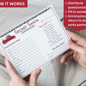 Secret Santa Questionnaire Gift Exchange White Elephant - Etsy