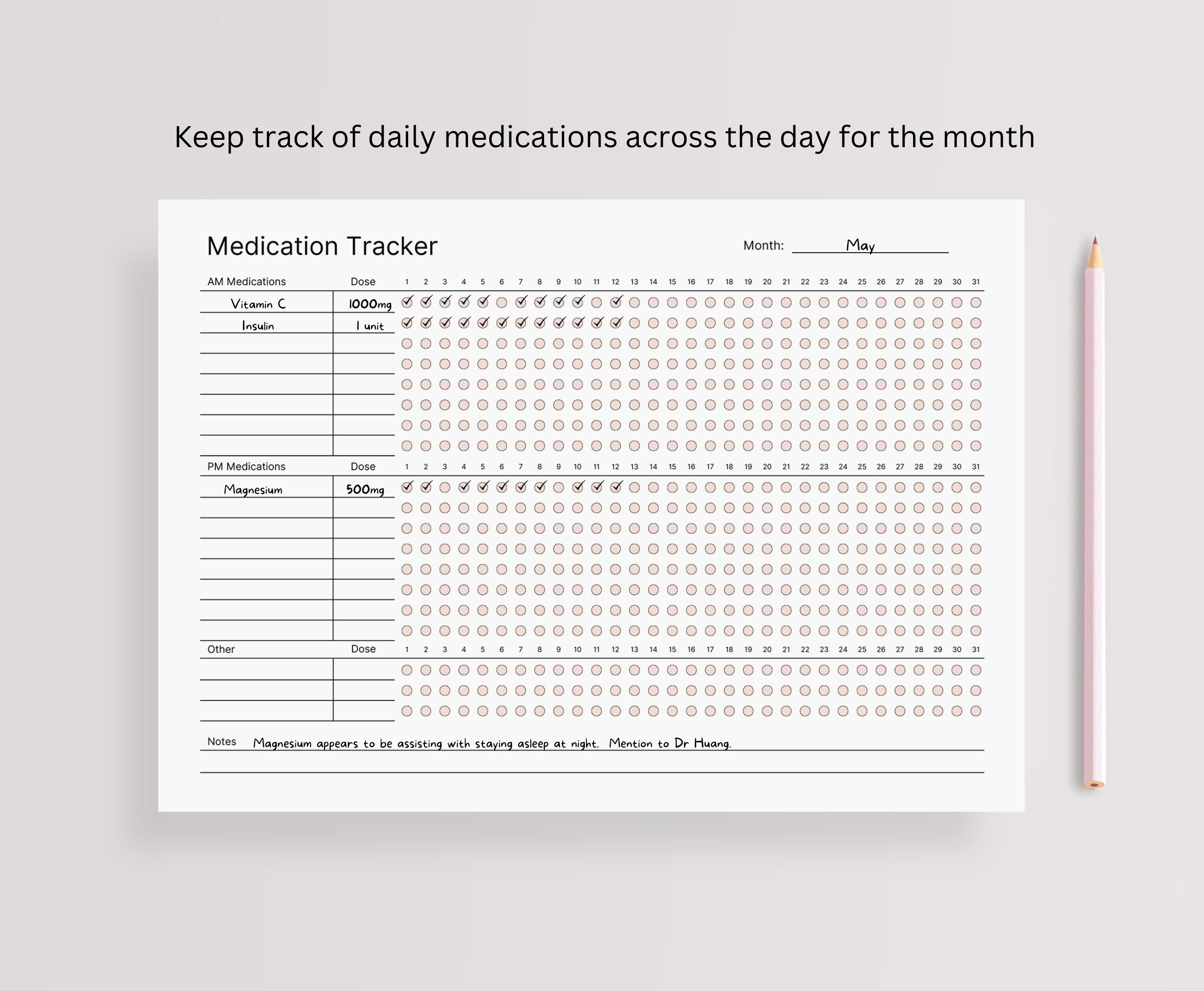 Medication Tracker Template, Minimalist Medication Log, Printable Medicine List Monthly, Daily ...
