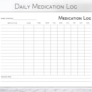 Minimalist Medication Tracker Daily Medication Log - Etsy