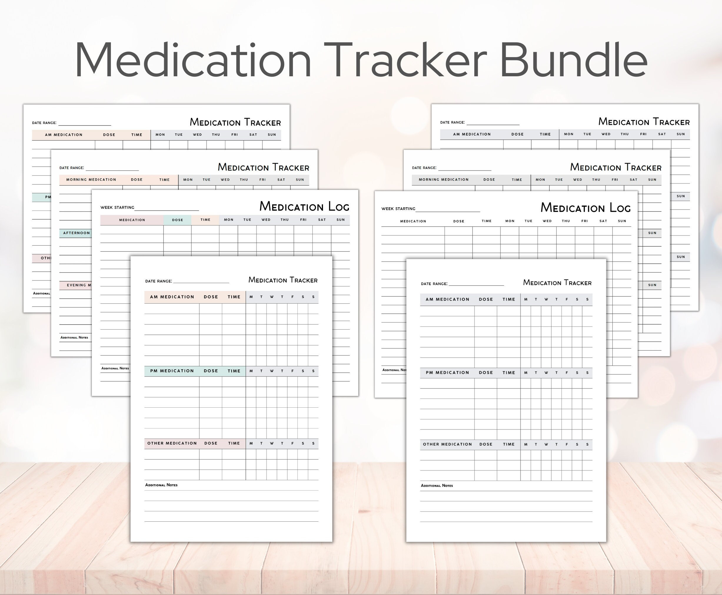 Medication Tracker Bundle, Medication Log Printable, Editable Medicine ...