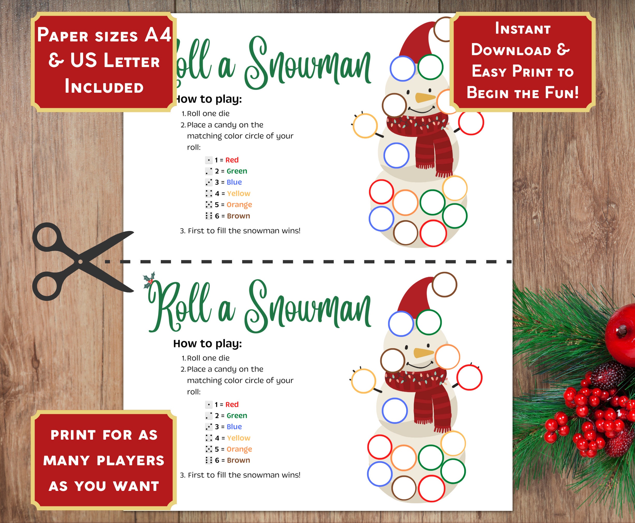 Roll a Snowman Candy Dice Game, Christmas Games for Kids, Candy Dice ...