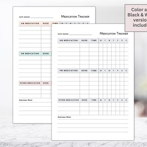 Medication Tracker, Minimalist Medicine Tracker Log, Printable ...