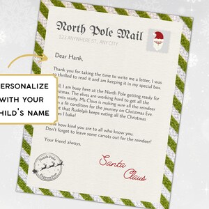 Editable Letter From Santa Official Santa Approved North Pole Mail Easy ...