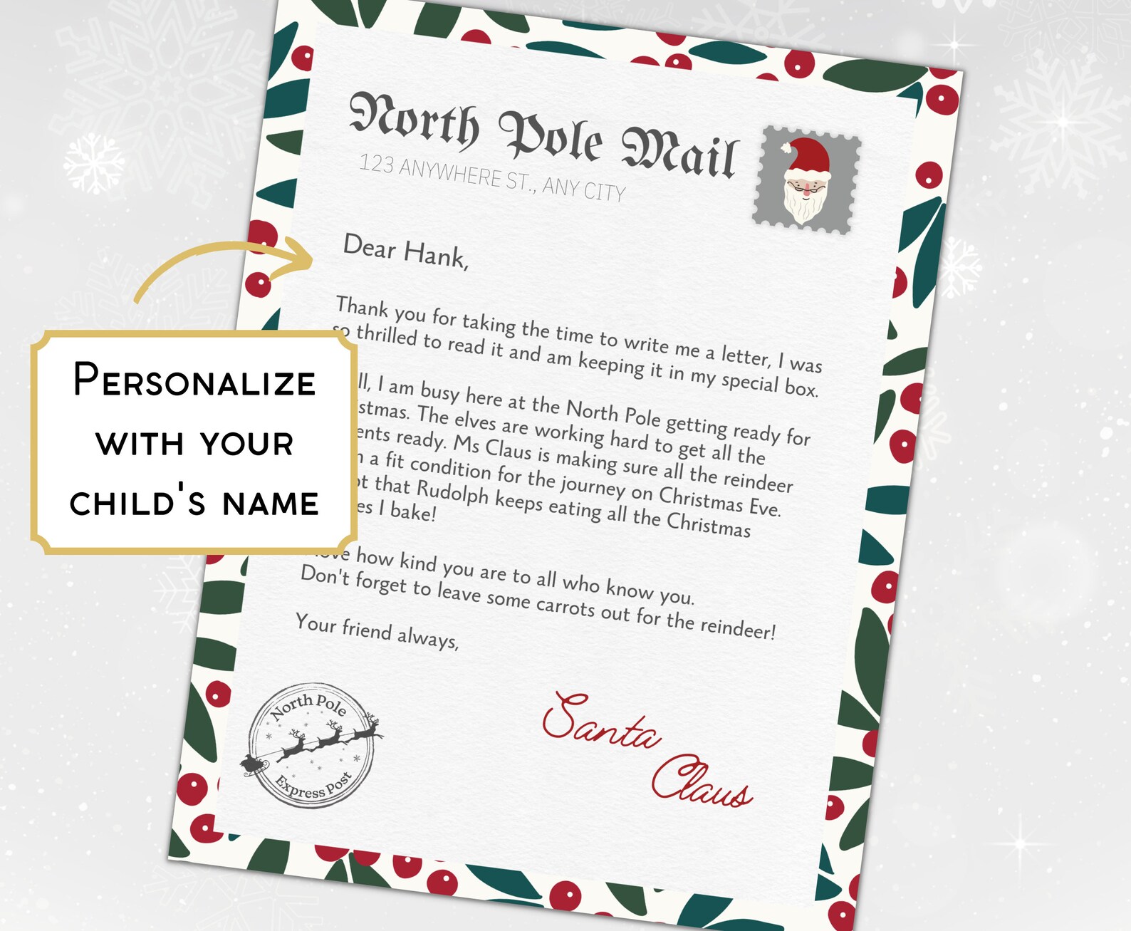 Editable Letter From Santa, Santa Letter, North Pole Letter, From the ...
