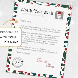 Editable Letter From Santa, Santa Letter, North Pole Letter, From the ...