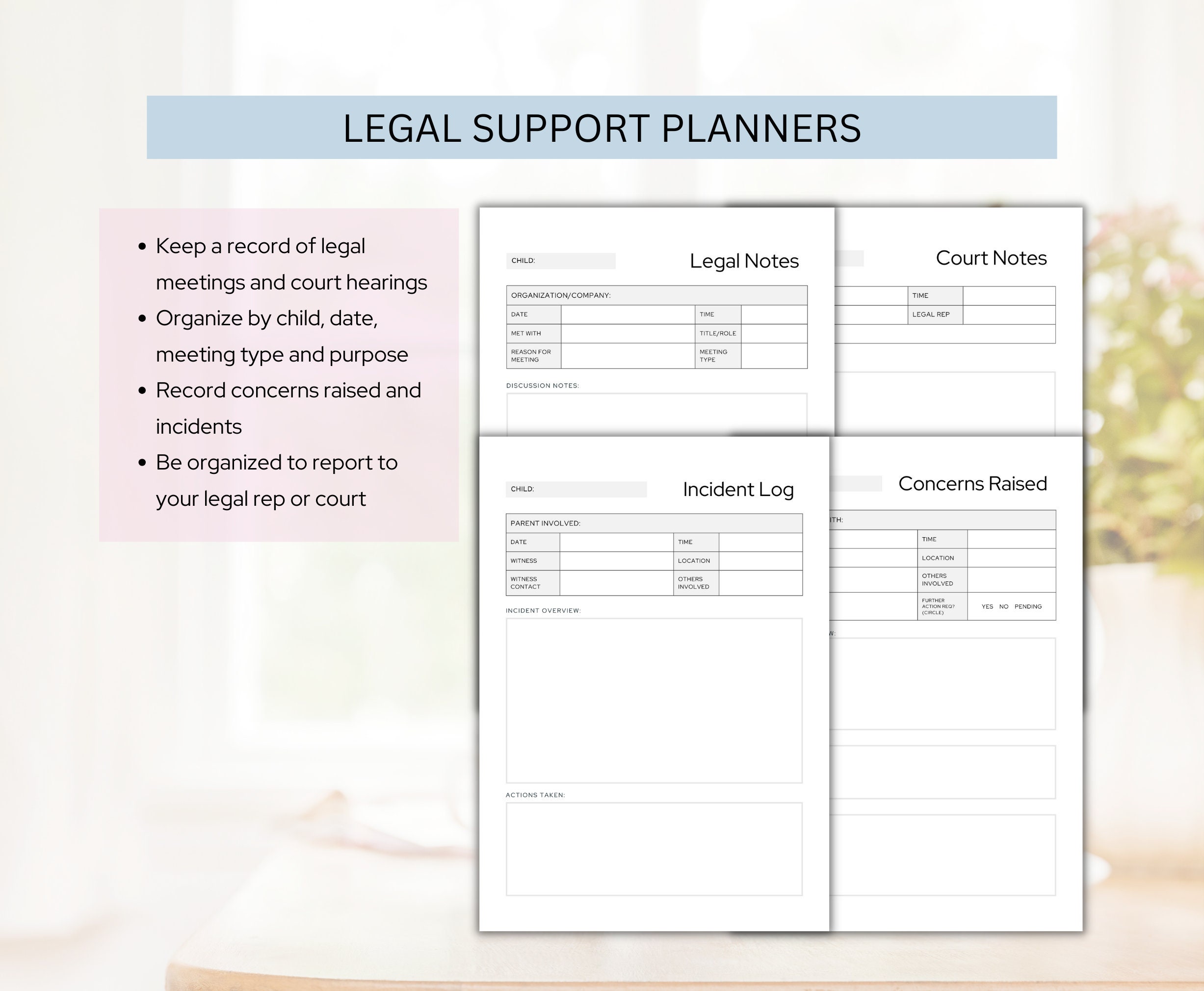 Custody Planner, Child Custody Binder, Single Parent Organizer, Court ...