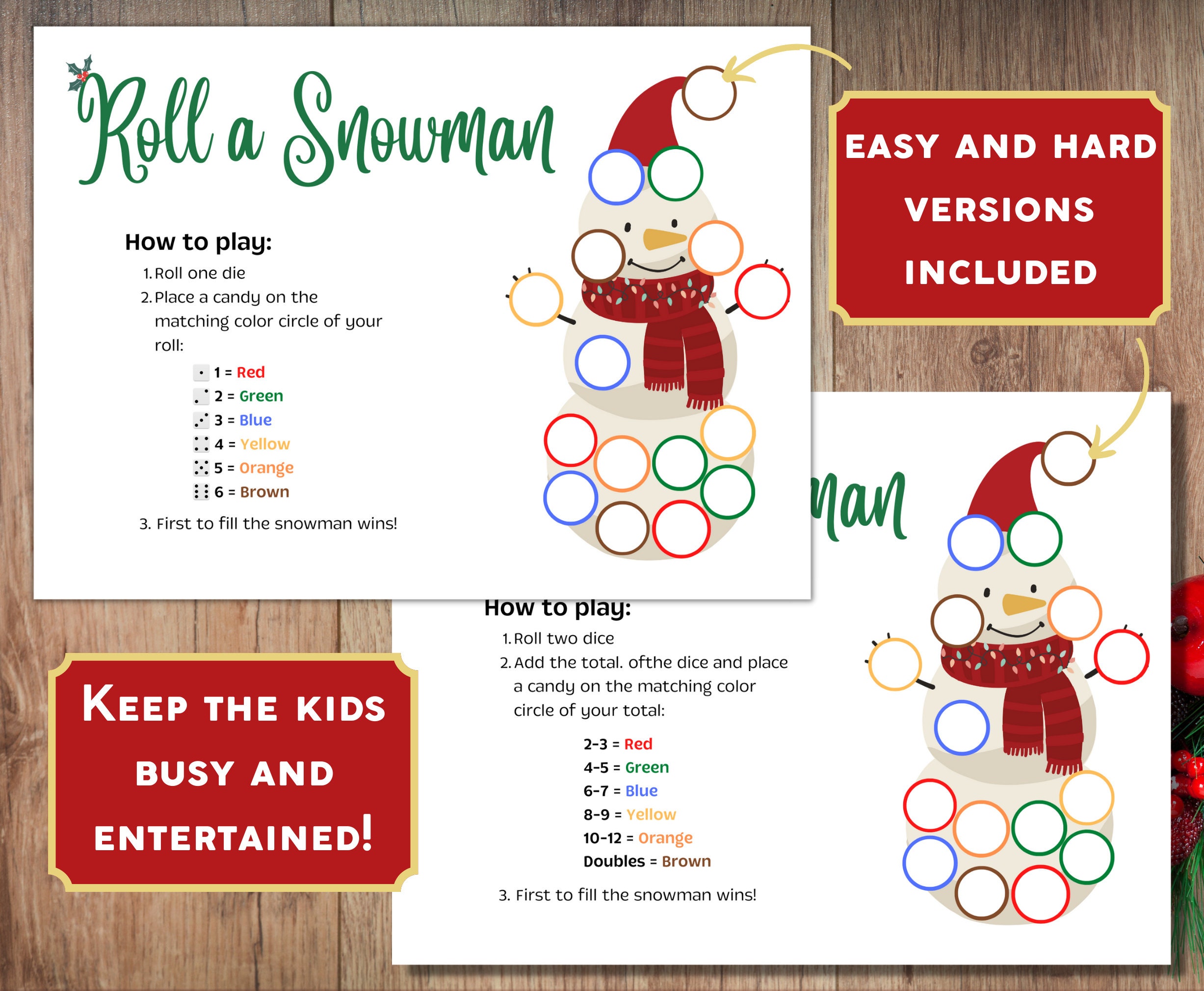 Roll a Snowman Candy Dice Game, Christmas Games for Kids, Candy Dice ...