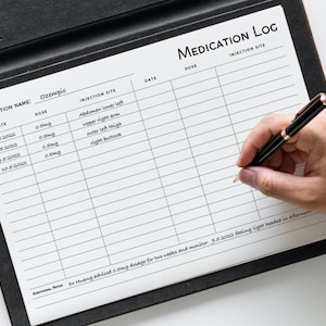 Medication Tracker Minimalist, Injection Log, Medication Log ...