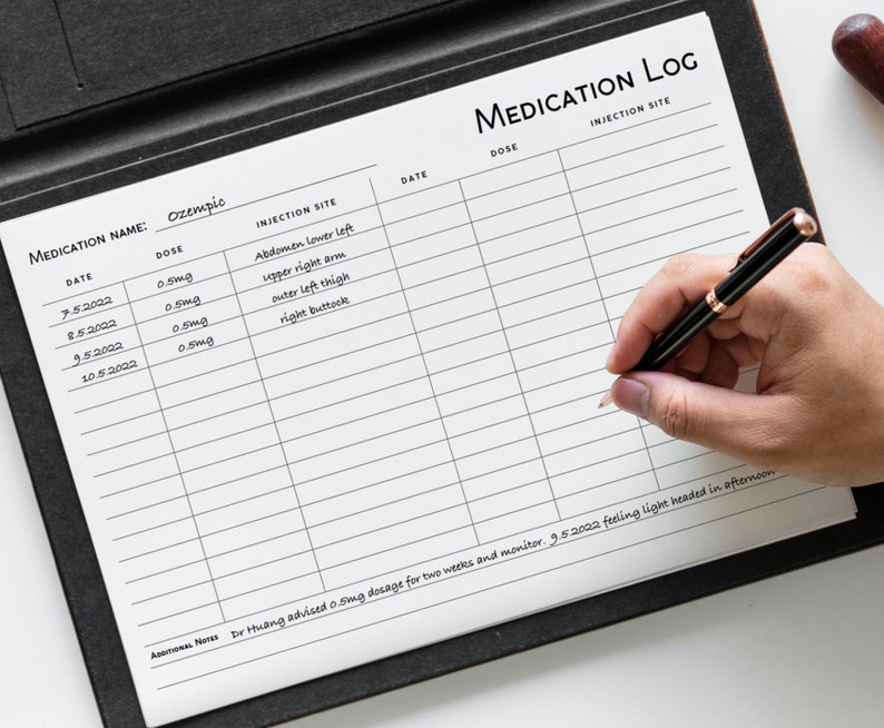 Medication Tracker Minimalist, Injection Log, Medication Log ...