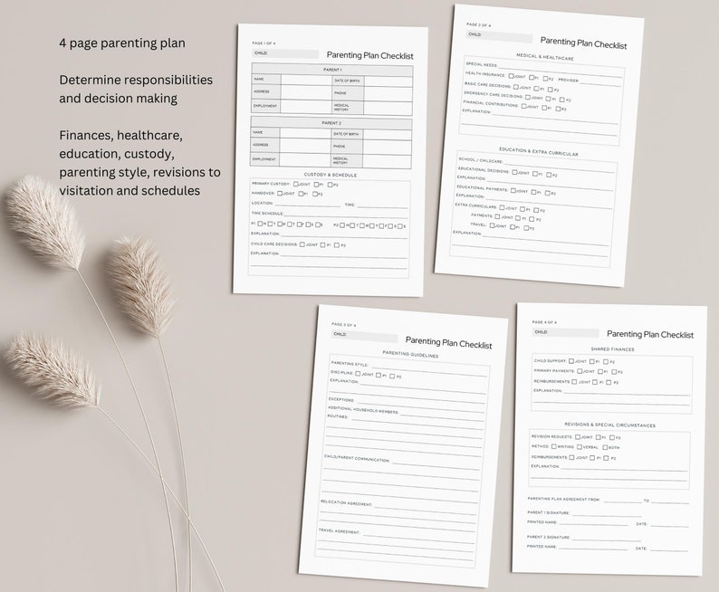 Parenting Plan, Child Custody Planner, Custody Agreement Template ...