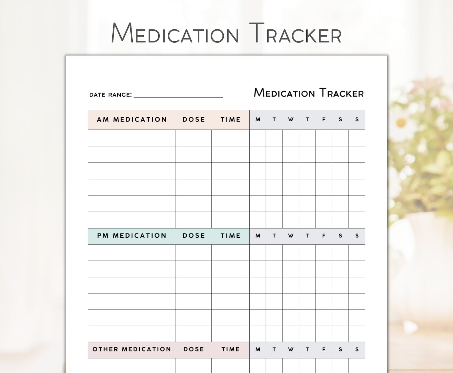 Medication Tracker, Minimalist Medicine Tracker Log, Printable ...