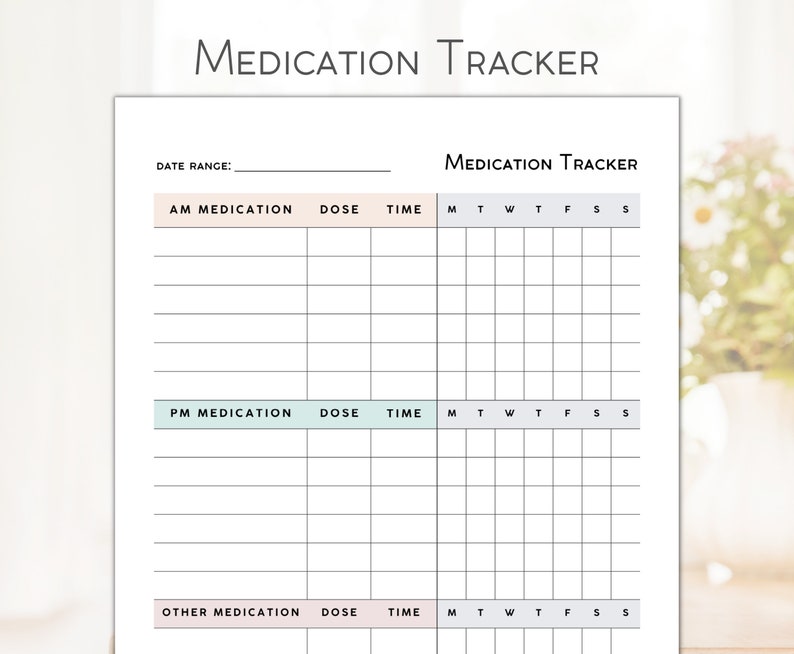 Medication Tracker, Minimalist Medicine Tracker Log, Printable ...