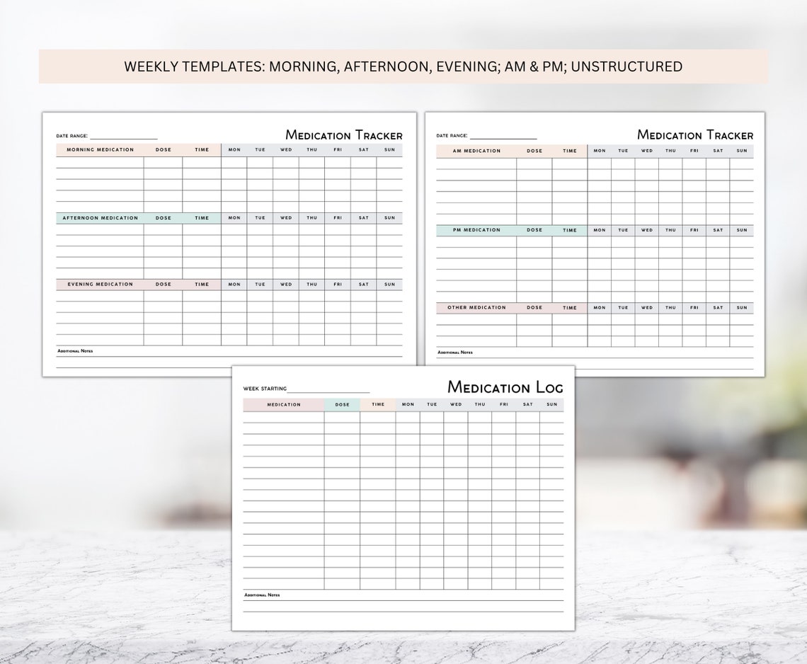 Medication Tracker Bundle, Monthly Medication Chart, Printable Medicine ...