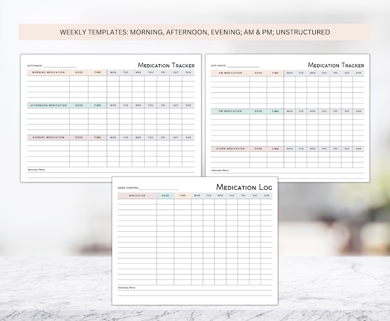 Medication Tracker Bundle, Monthly Medication Chart, Printable Medicine ...