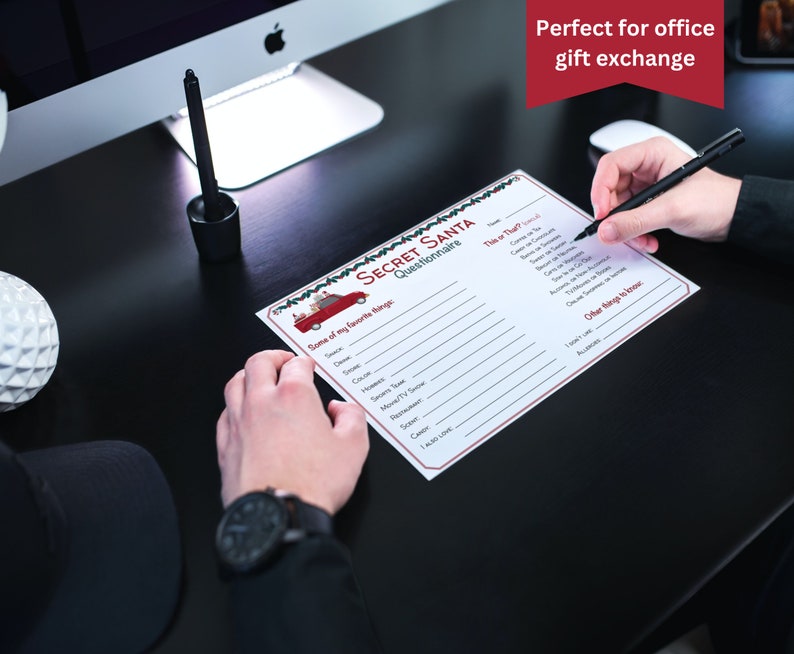 Secret Santa Questionnaire Gift Exchange White Elephant - Etsy