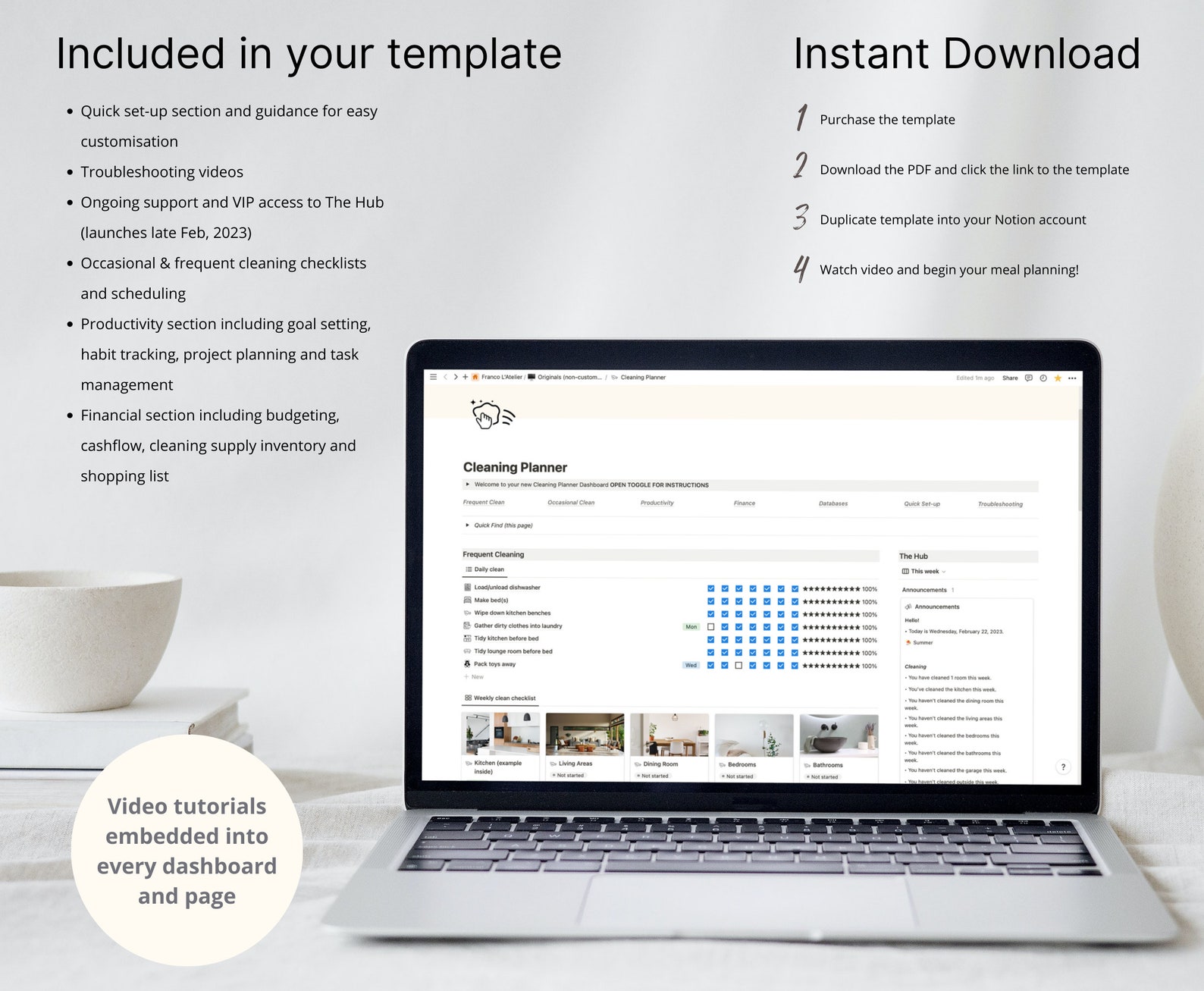 Notion Cleaning Planner, Notion Template Cleaning Schedule, ADHD Notion ...