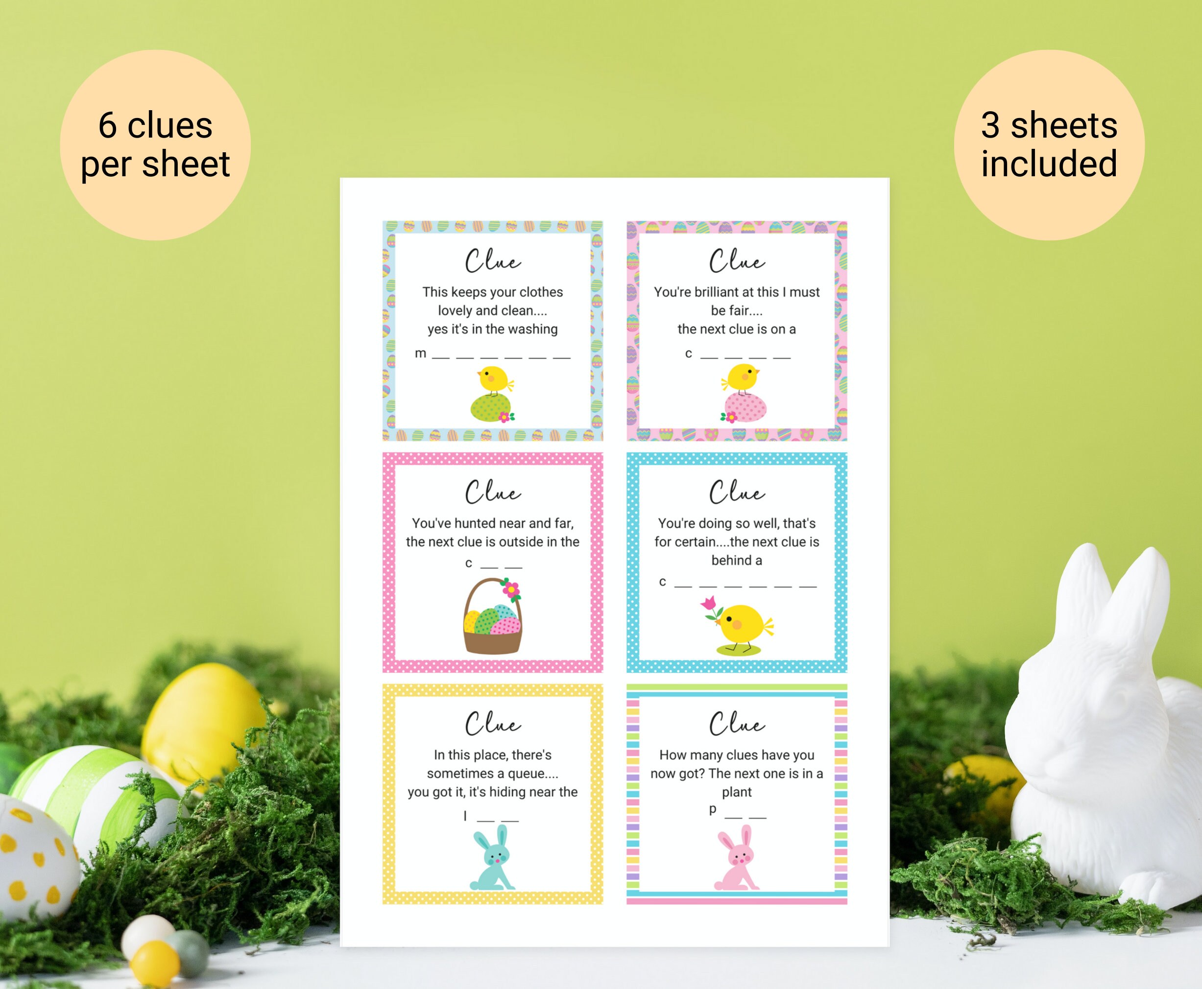 Easter Scavenger Hunt for Kids, Egg Hunt Clue Cards for Older Kids ...