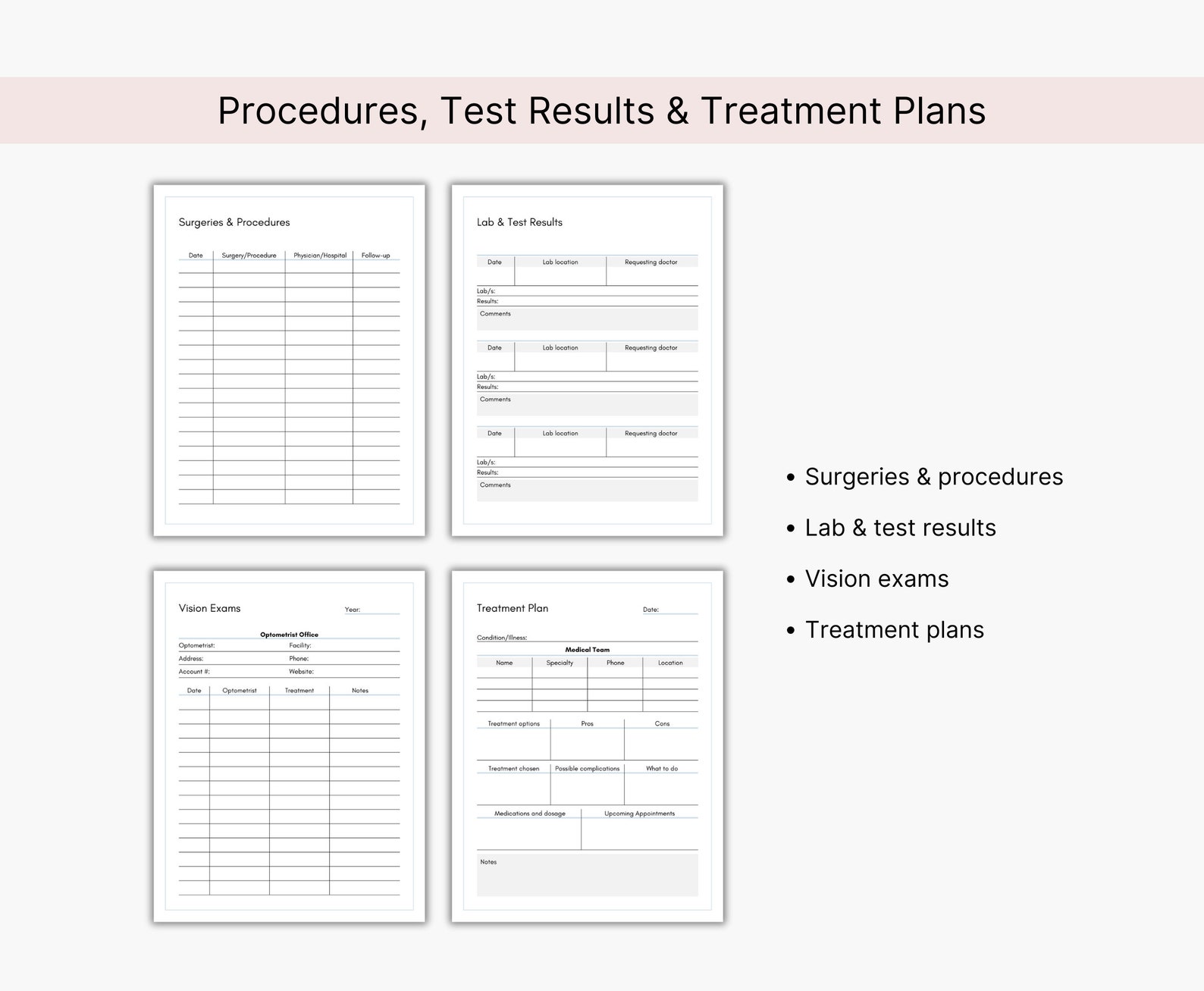 Medical Binder Printable, Medication Tracker Bundle, Blood Pressure Log ...