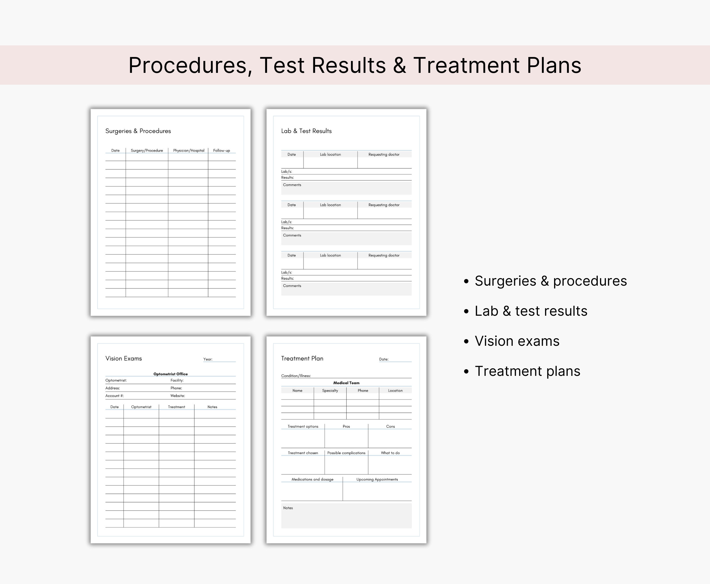 Medical Binder Printable, Medication Tracker Bundle, Blood Pressure Log ...