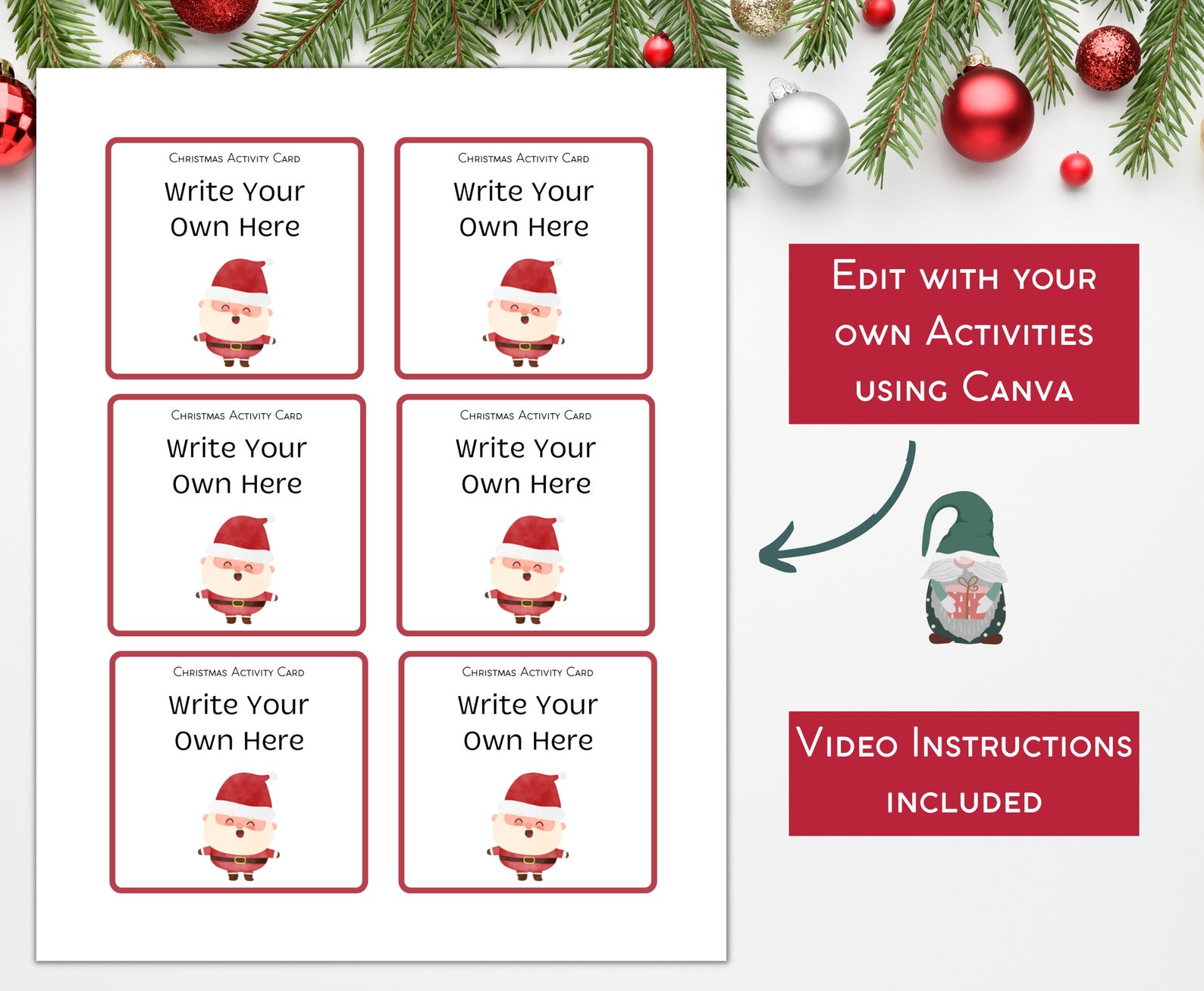 Editable Advent Calendar Activity Cards Christmas Countdown - Etsy