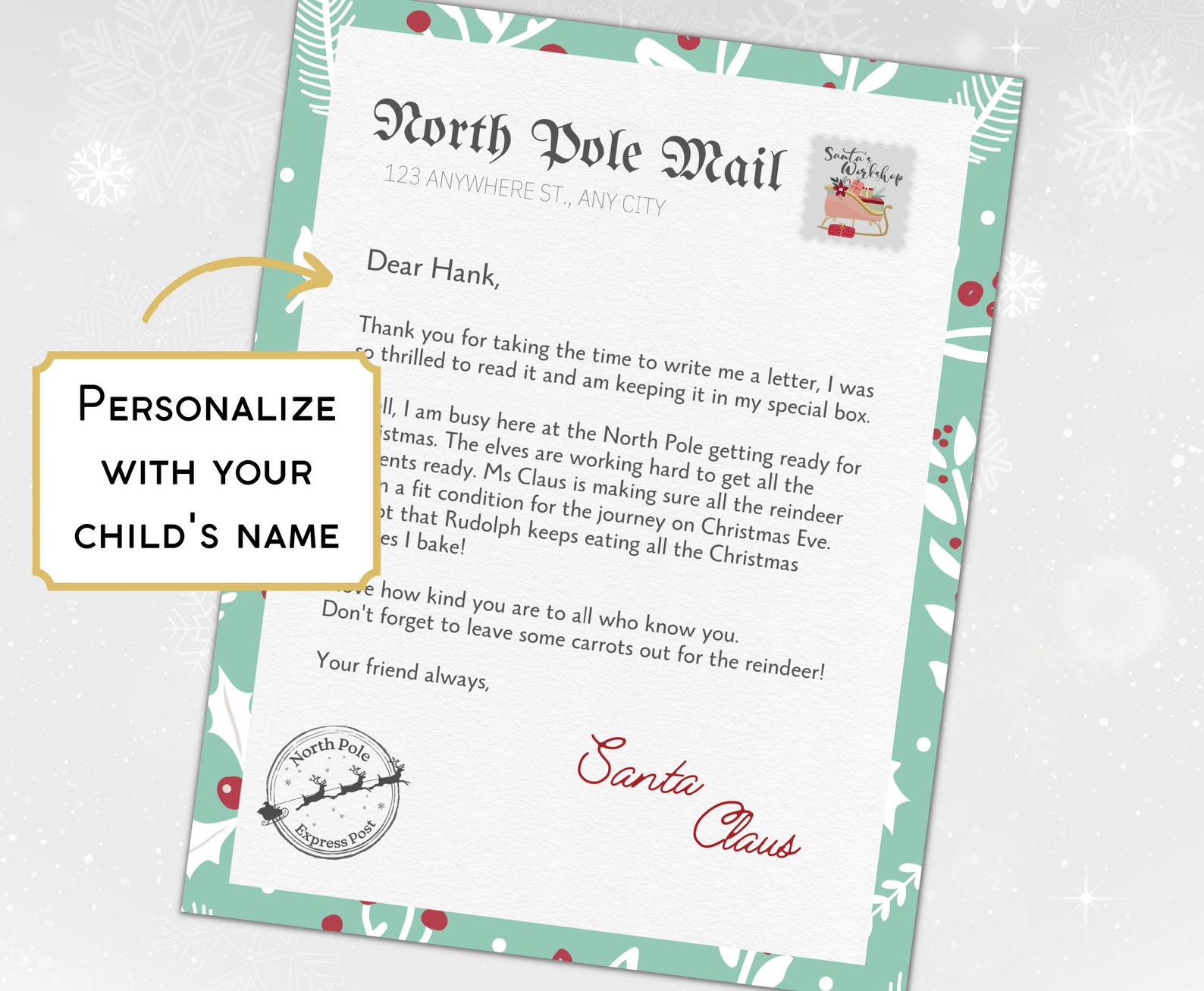 Printable Letter From Santa for Kids, Letter From Santa Claus, Letter ...